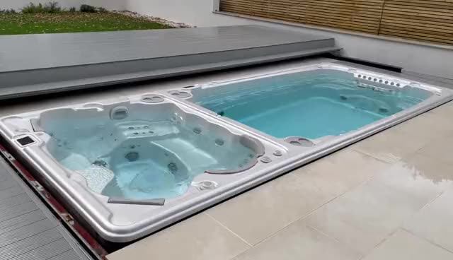 Deck Automated Swimming Pool Covers Bi-fold Rigid Cover Sliding Pool ...