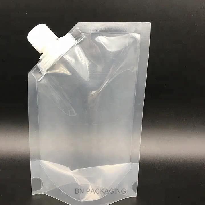 Custom Shape Transparent Spout Pouch Clear Plastic Liquid Drinking ...