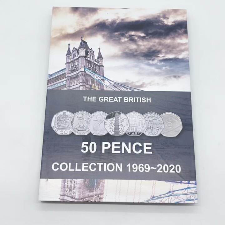 2020 Luxury Hardcover Uk 50 Pence Coin Collecting Album 59 Positions ...