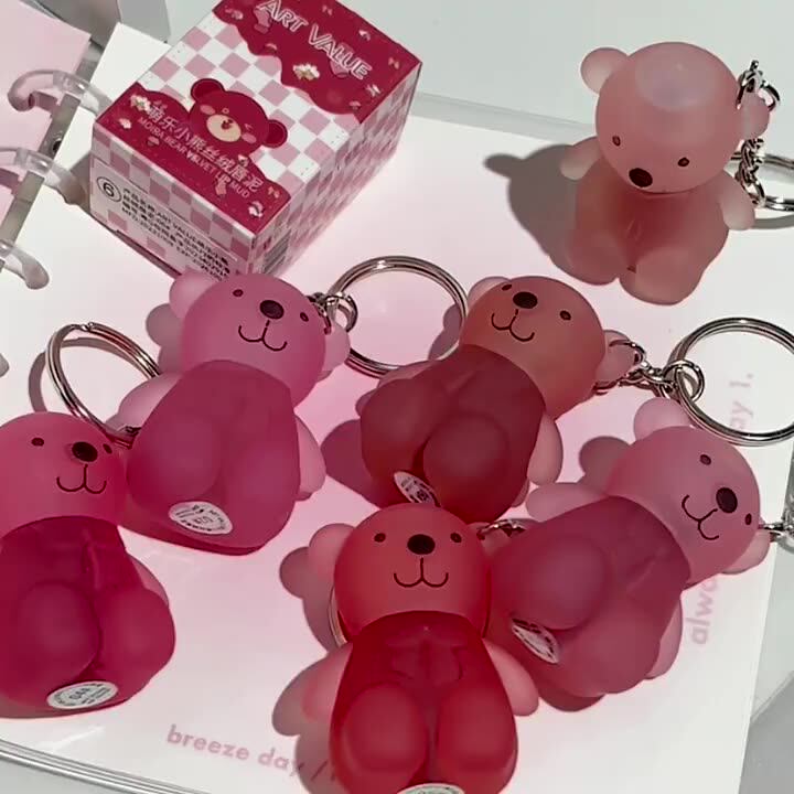 Art Value 6pcs Keychain Bear Lipgloss Velvet Matte Cute Bear Beauty ...