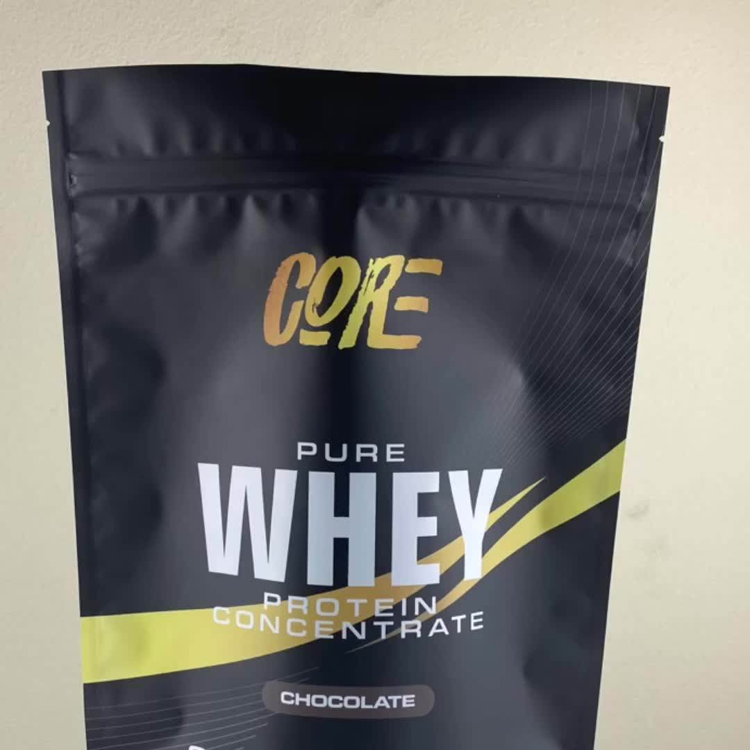 Matte Black Printing 1kg Stand Up Zipper Bag For Whey Protein Powder ...