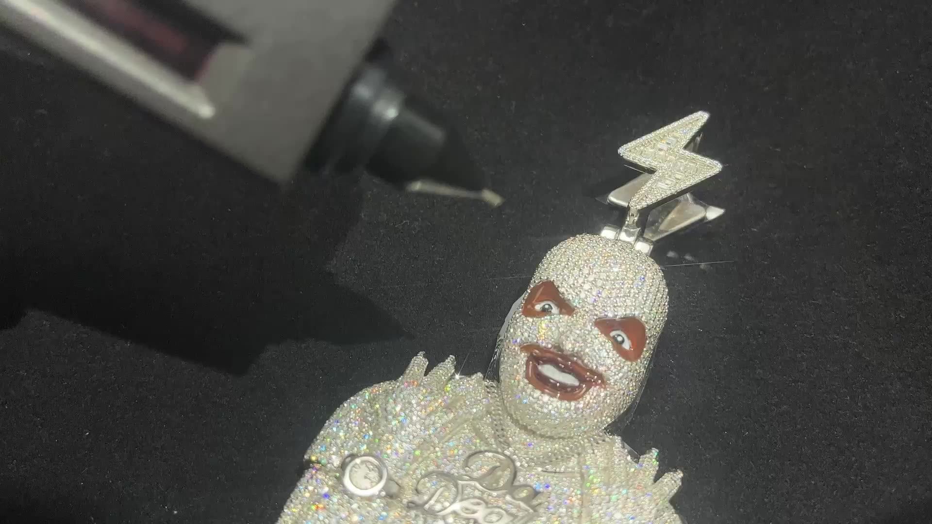 Diamond Hip Hop Pendant Fine Jewelry Moissanite Diamond Man Faced Iced ...