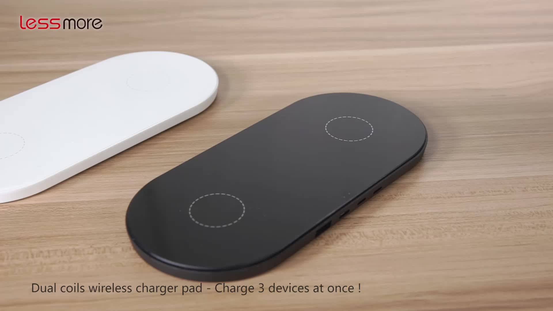 Ce Rohs Fcc Portable 2-in-1 Smartphone Dual Coils Qi Fast Wireless ...