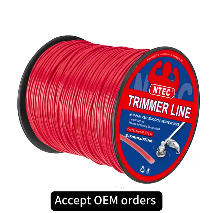Heavy Duty Nylon Square Trimmer Strimmer Line 2.4mm X 100m Brushcutter Orange Red Color - Buy ...