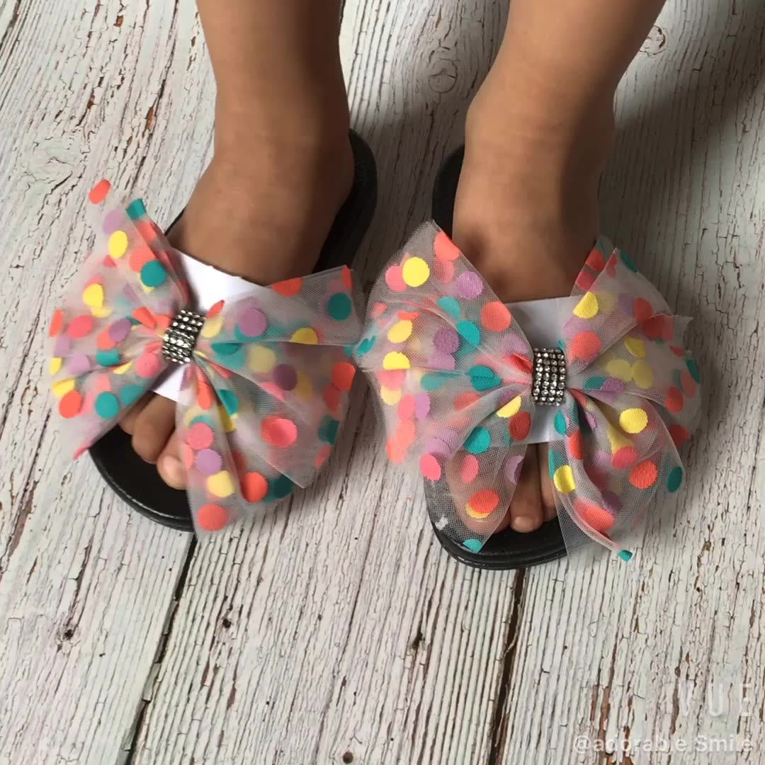 Polka Dot Bow Baby Slippers Fancy Girl Summer Slide Slipper For Baby ...