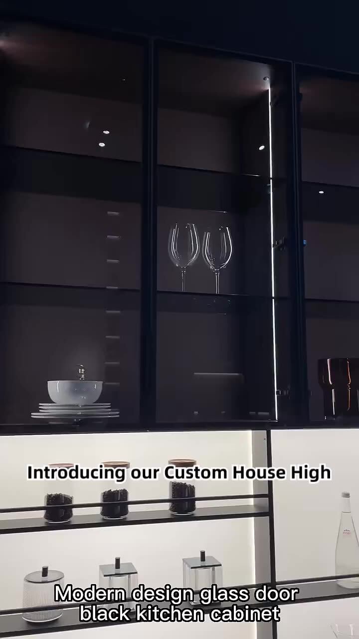 Luxury Corner Glass Kitchen Display Cabinets Ready To Assemble Modern ...