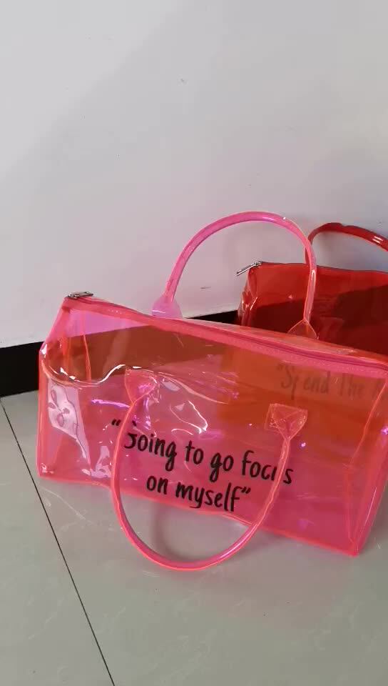 Transparent Colored Pvc Travel Duffle Bags Gym Holographic Spinnanight ...