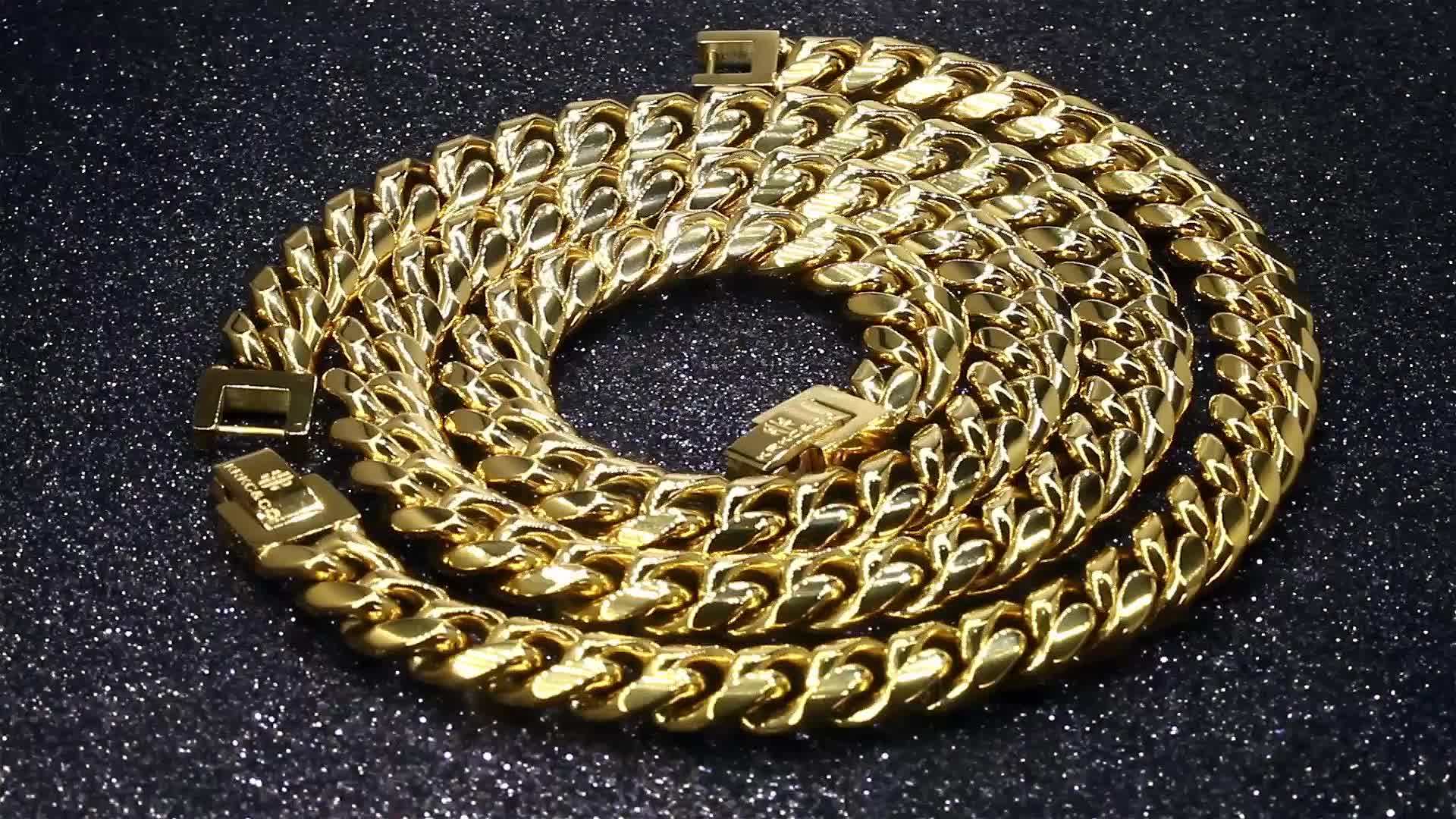 Krkc&co Hip Hop Pave Real Cuban Link Cadena De Oro Set Mens Miami ...
