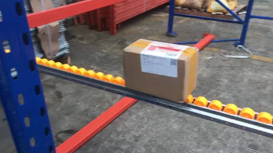 Warehouse Flow Through Sliding Wheel Pipe Roller Track Pallet Racking ...