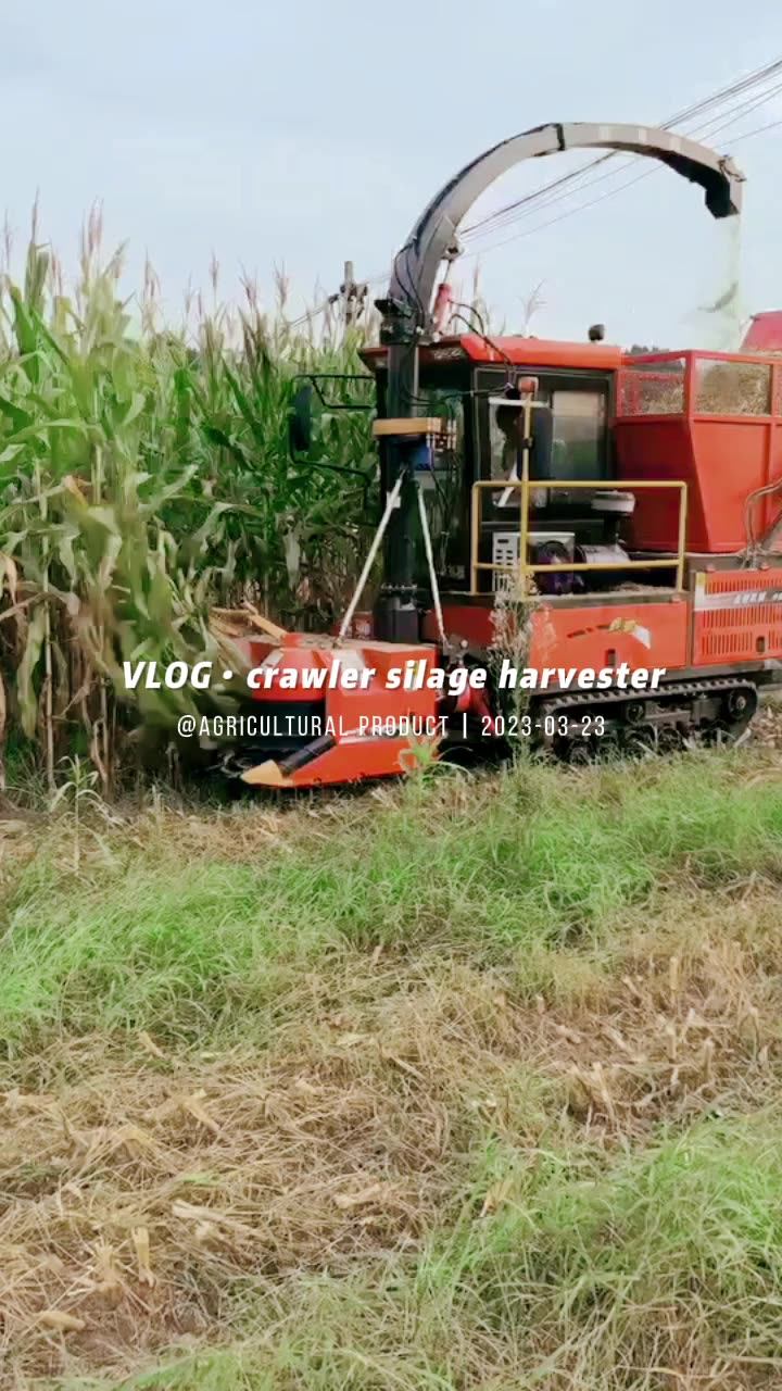 Double Rows Crawler Tractor Mounted Grass Silage Straw Forage Harvester ...