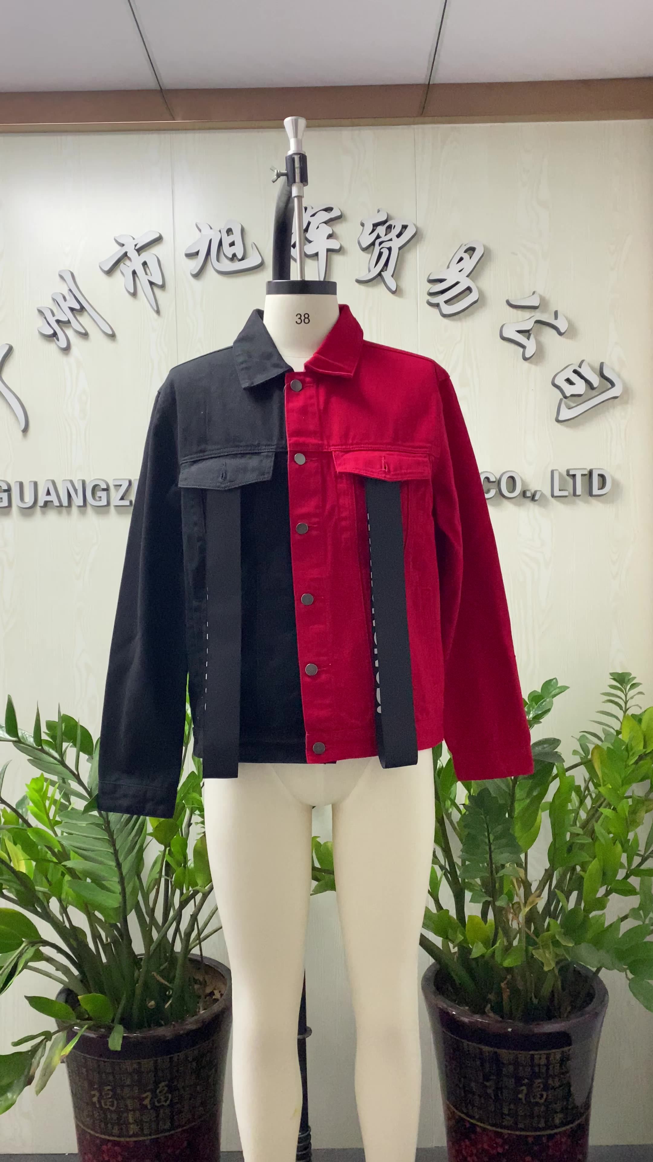 Custom Logo Black Men's Jackets & Coats Distressed Two Tone Jean ...