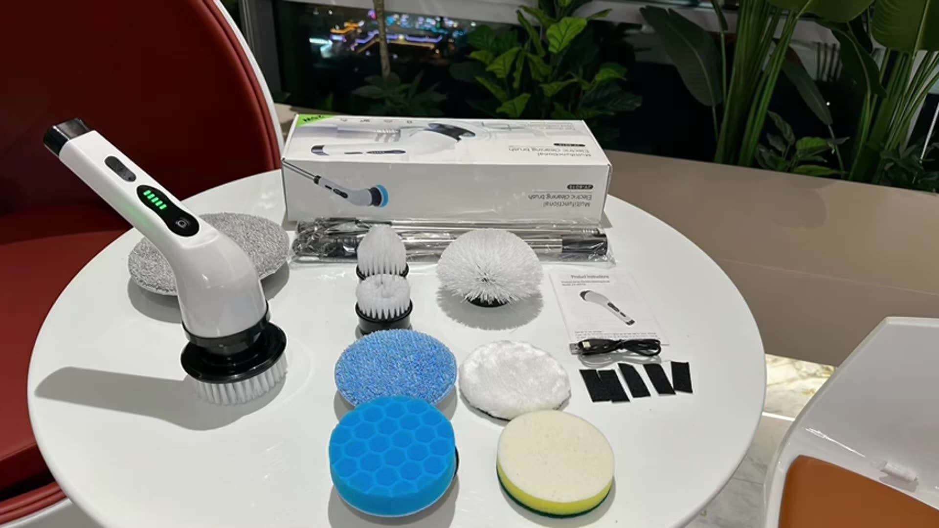 Electric Spin Scrubber Turbo Scrub Cleaning Brush Chargeable Cordless Power Scrubber With ...