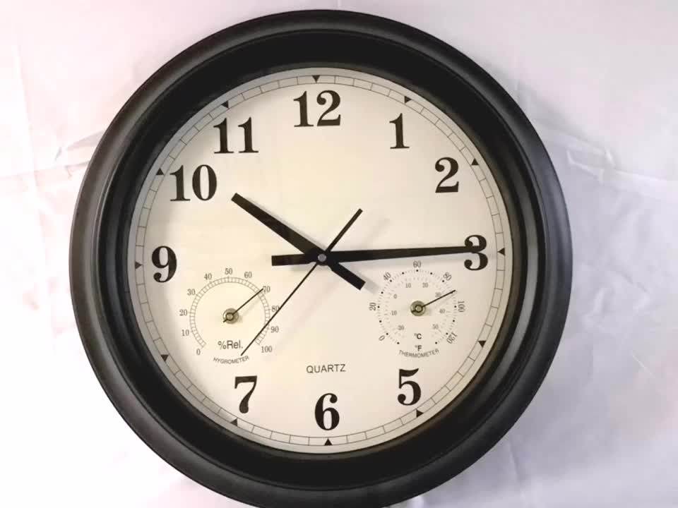 18 Inci Outdoor Tahan Air Logam Jam Dinding Bagian Dengan Termometer ...