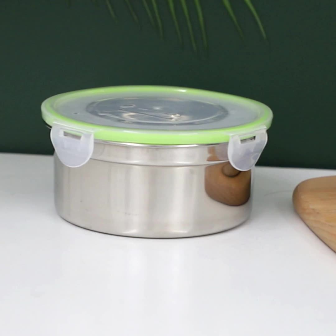 Kitchen Stackable Stainless Steel Food Containers With Plastic Lid ...