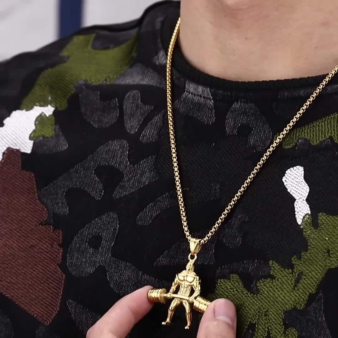 18k Gold Plated Ruby Stone Lion Pendant Chain Accessories Men Jewelry ...