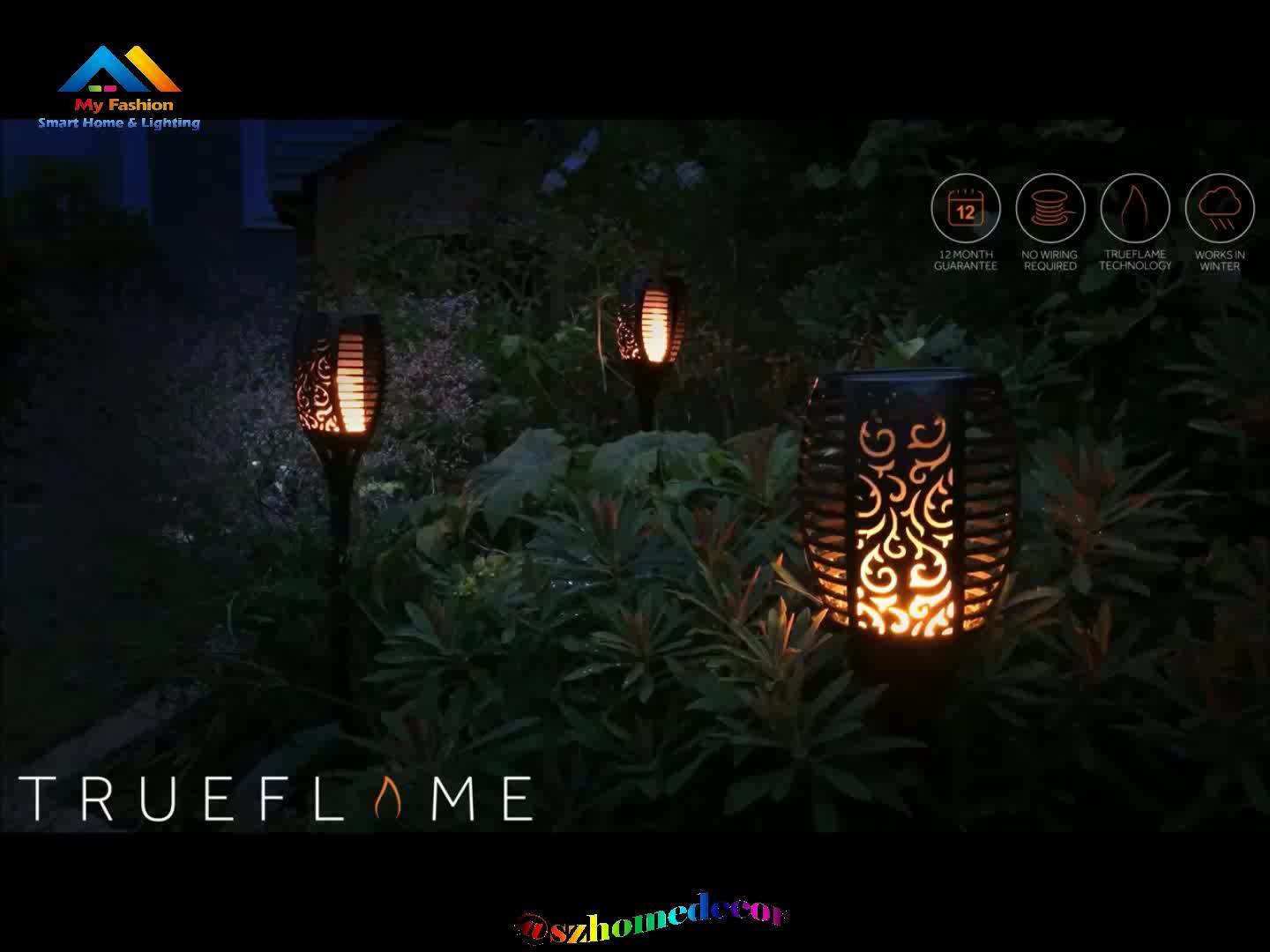 Solar Tiki Rattan Torches Outdoor Garden Flickering Flames Candle ...