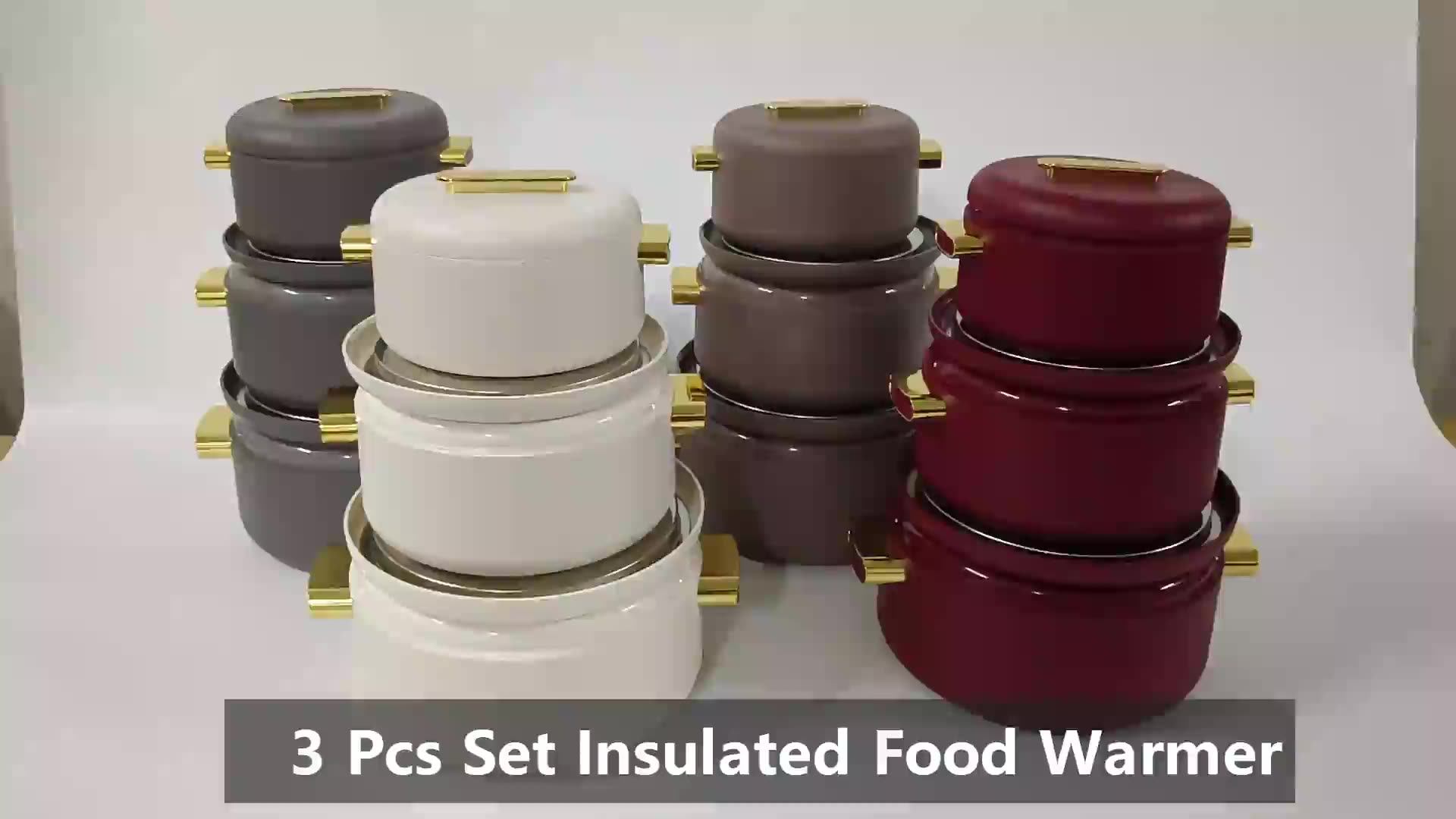 Luxury Kitchen Food Insulated Hot Pot Casserole 3 Pcs Set Cookware Sets ...