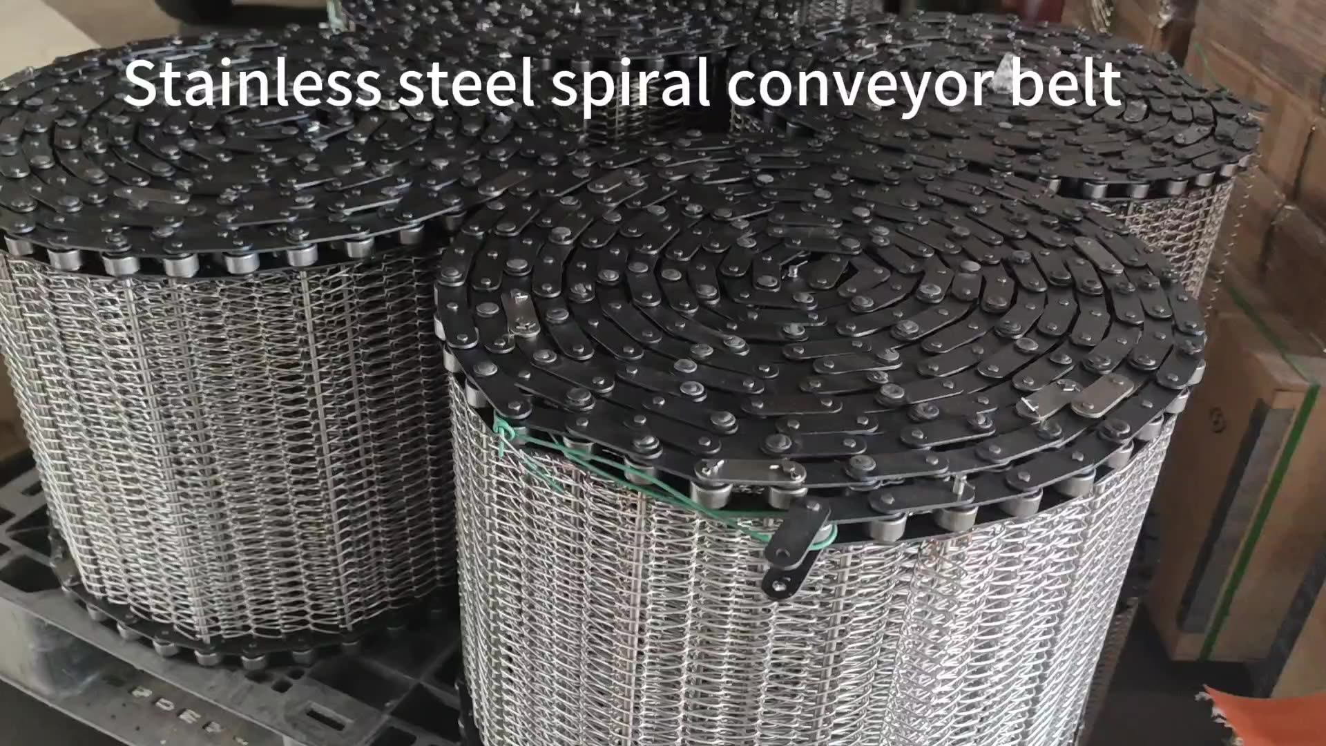 304 316 Stainless Steel Mesh Belt Chain Driven Metal Spiral Wire Mesh ...