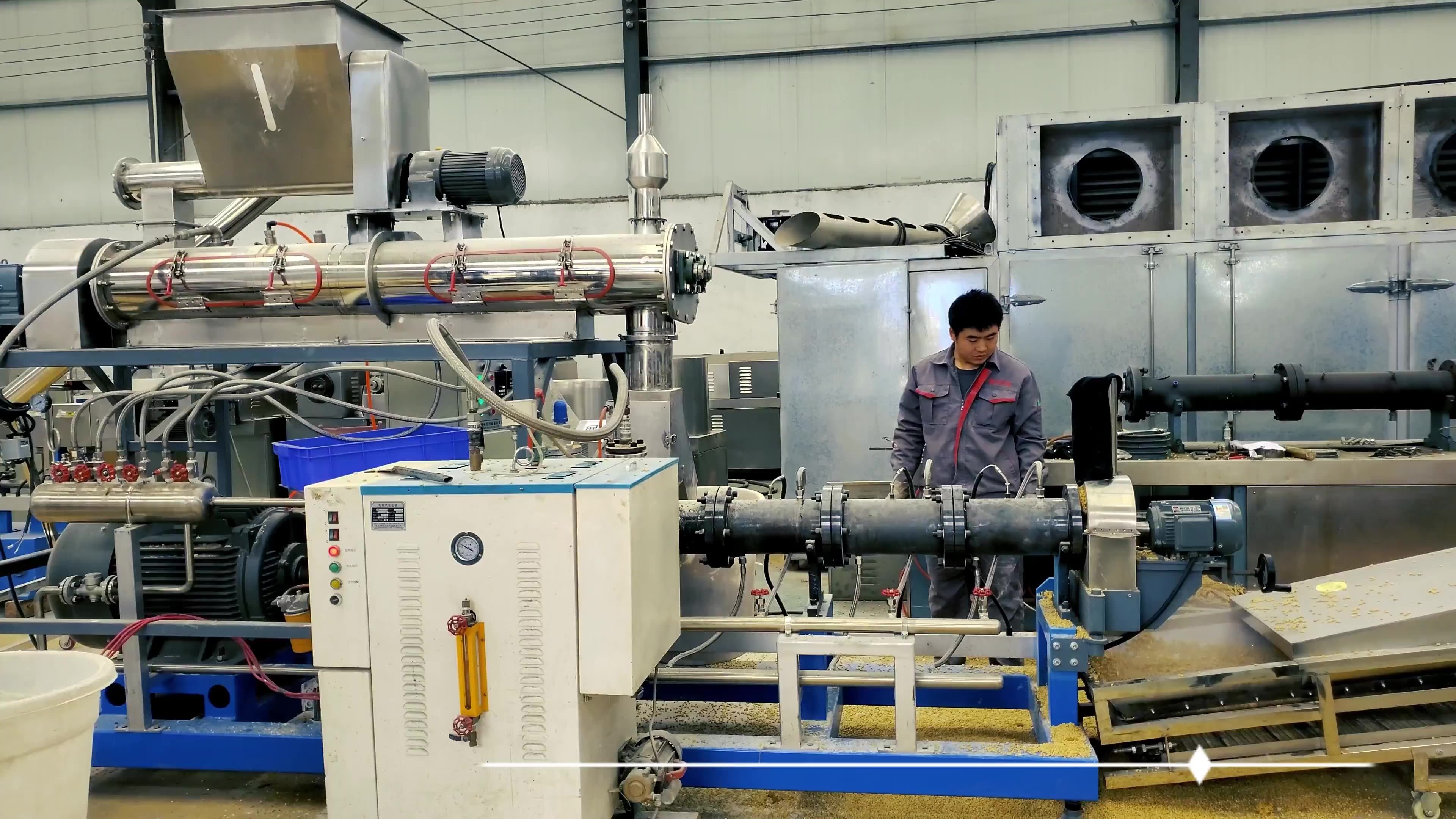 Sunpring Shrinking Fish Feed Twin Screw Extruder Complete Production ...