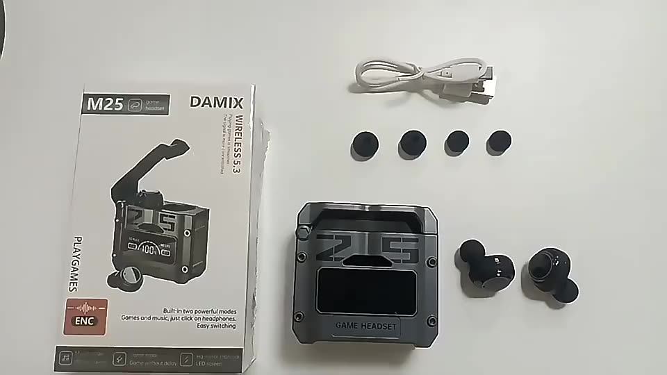 New Game Tws M25 Bt 5.2 Low Latency Earphone 8d Hifi Led Light Touch ...