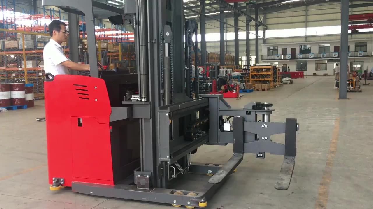 Side Loader Forklift 3-ways Forks Electric Power Stacker Mini 1 Ton For ...