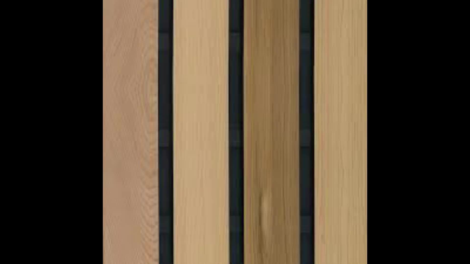 Akupanel Natural Veneer Oak With Black Pet Back Sheet Slat Wooden Wool ...