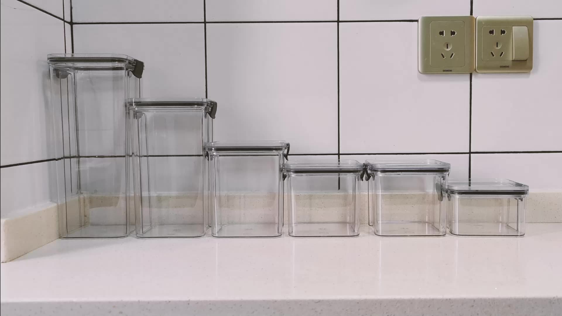 14pcs Set Organic Kitchen Storage Containers Single-tier Transparent ...