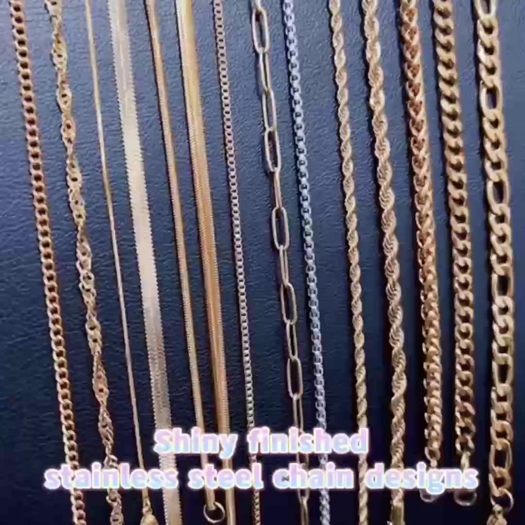 Nickel Free Cuban Link Curb Chain Pvd 18k Gold Rope Box Snake Figaro ...