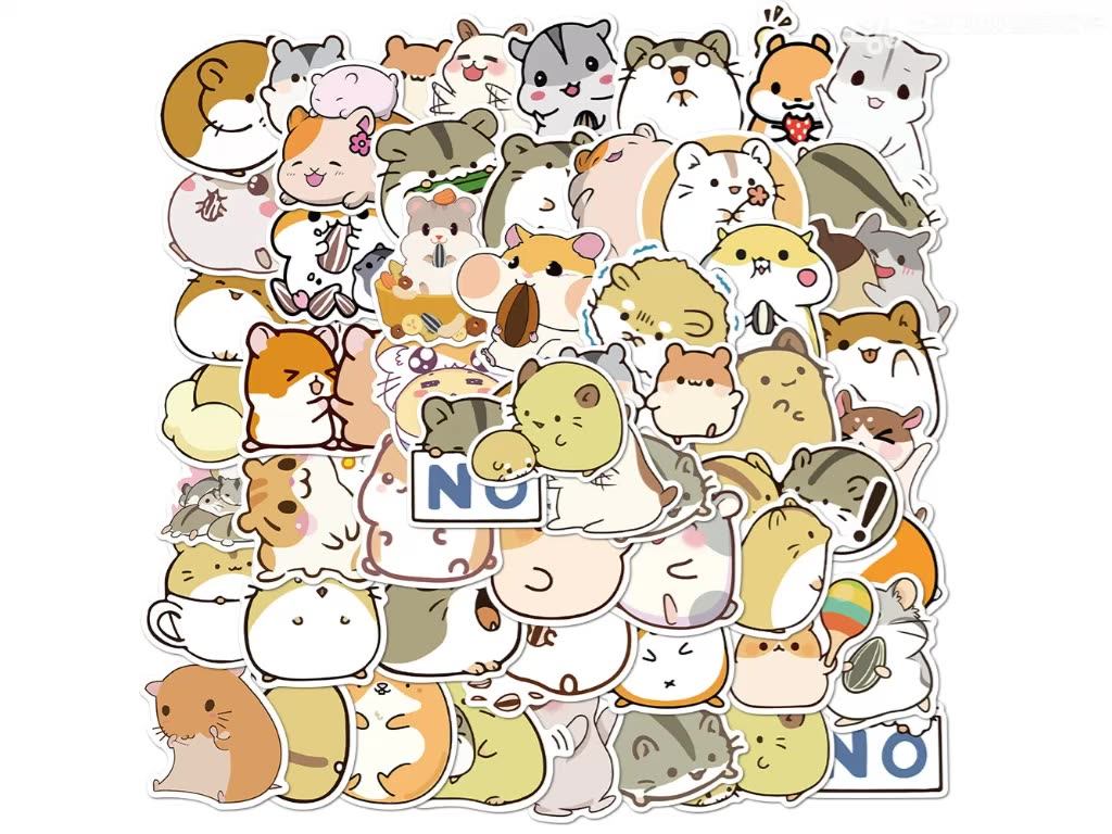 50pcs Cute Cartoon Little Hamster Stickers Pack For Scrapbook ...