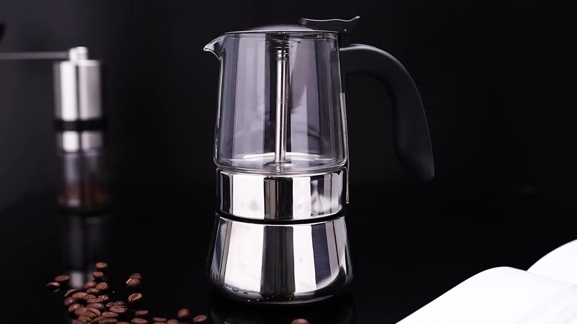 304 Stainless Steel Induction Clear Borosilicate Glass Coffee Maker ...