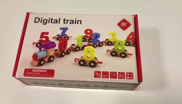 Children Building Blocks Wooden Number Train Toy Funny Train Toy For ...