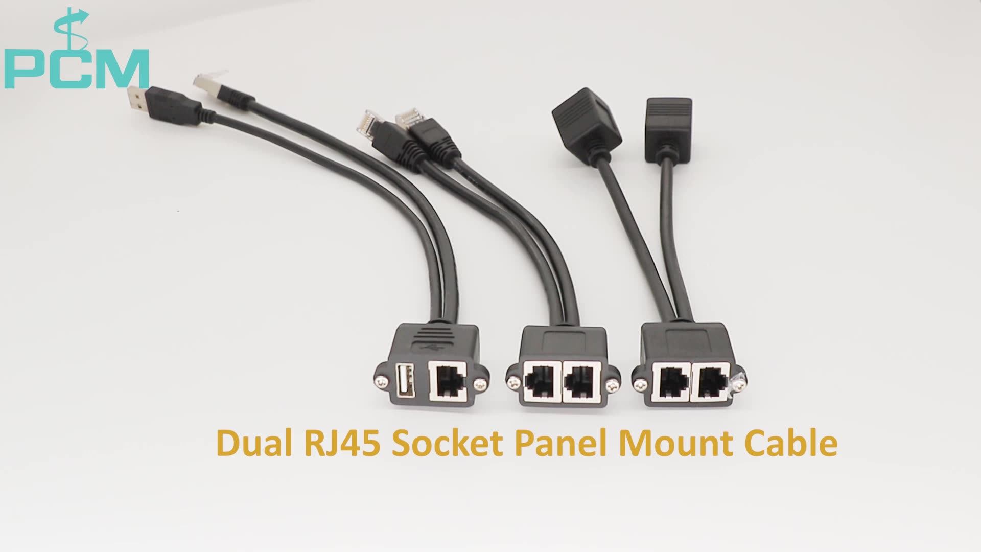 Dual Rj45 Female Socket Panel Mount To 2 Rj45 A Male Extension Cable ...