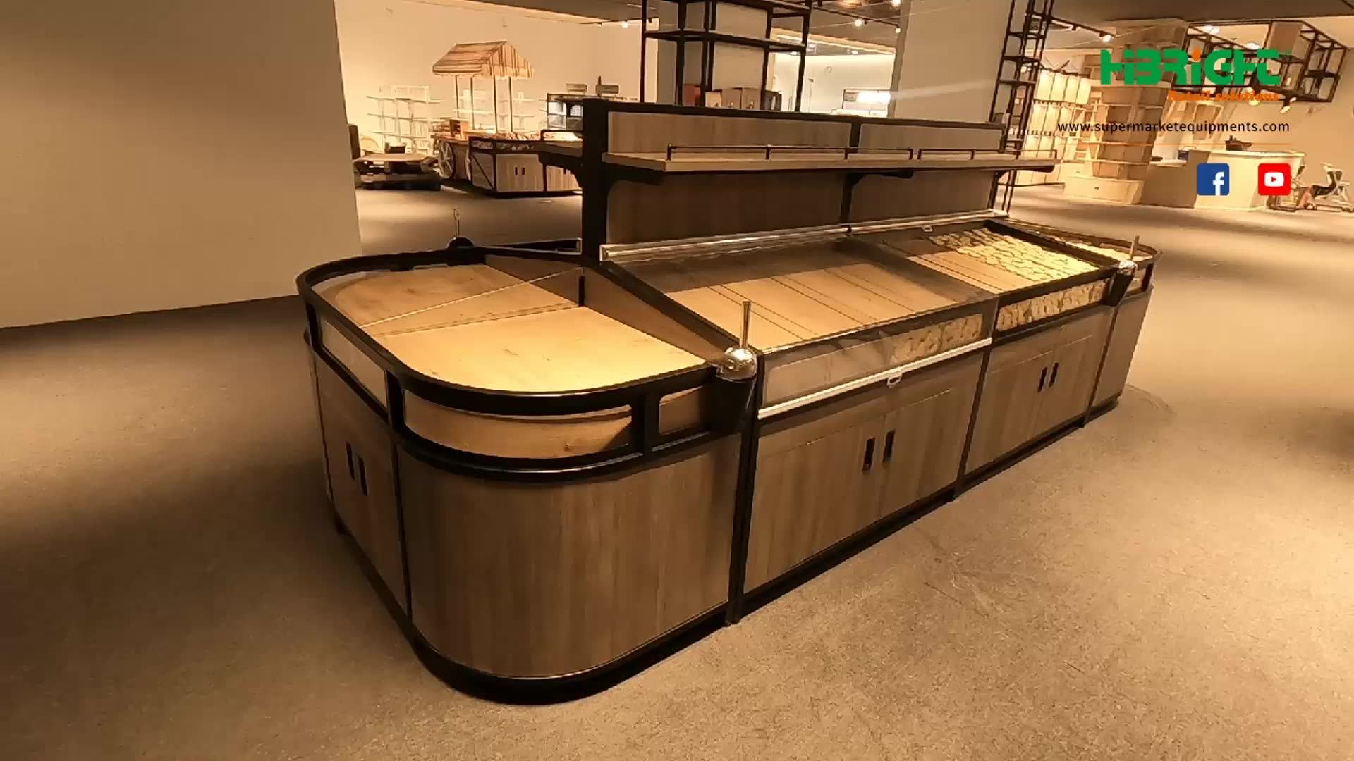 Supermarket Metal Wood Frame Shelves Spices Grain Dried Fruit Nuts ...