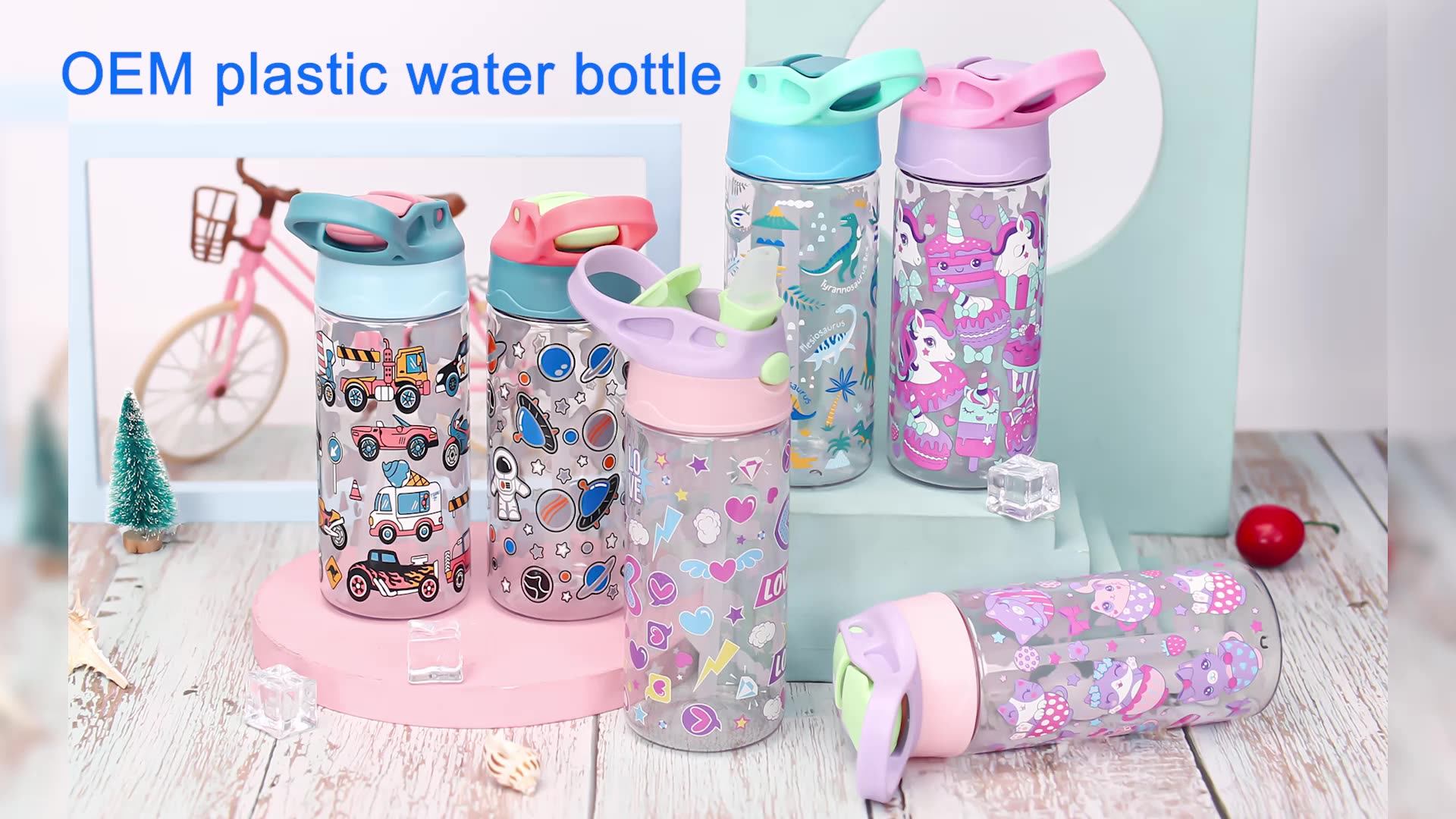 Plastic Bottle Cute Printing Child Drink Bpa Free Kids Children Water ...