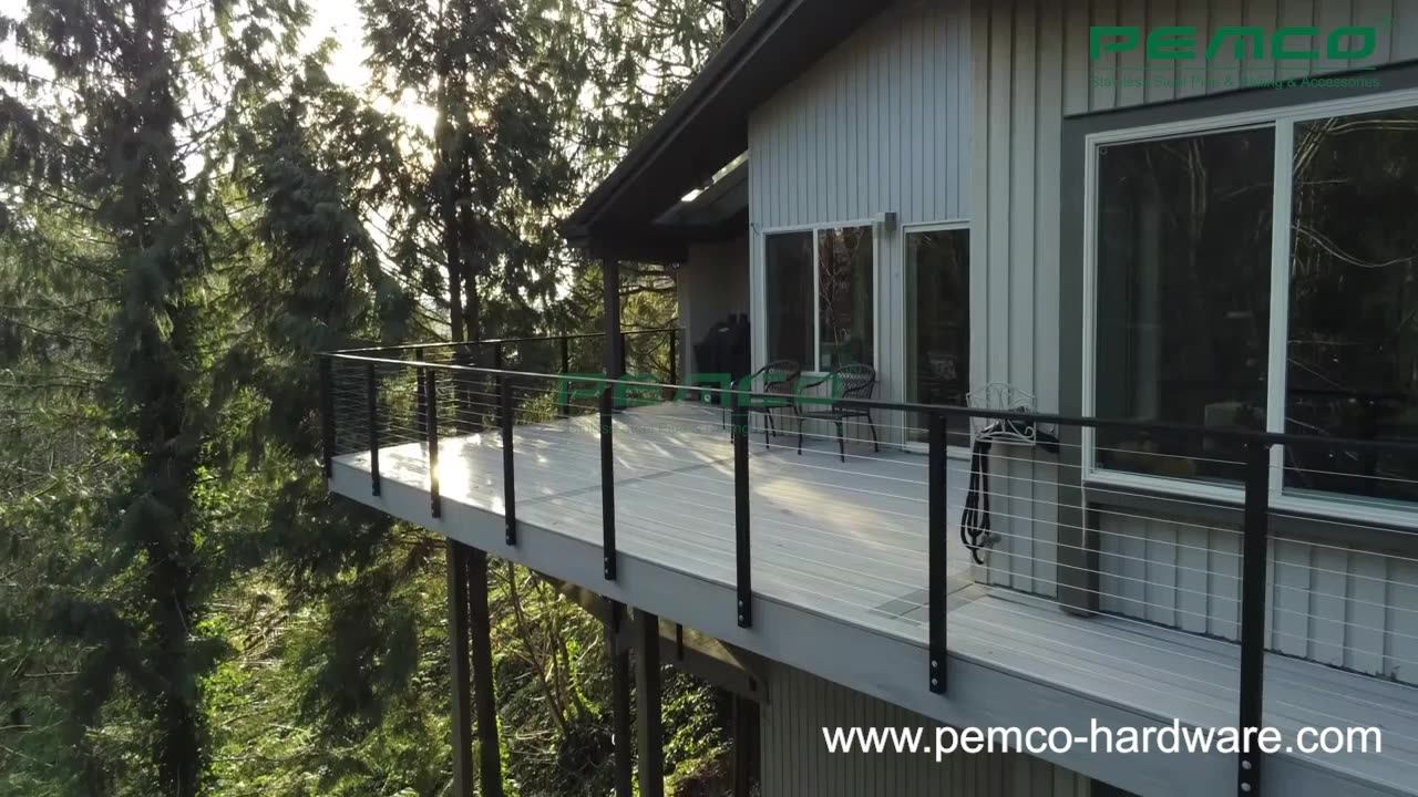 Exterior Black Deck Wire Rope Balustrade Cost Adjustable Balcony ...