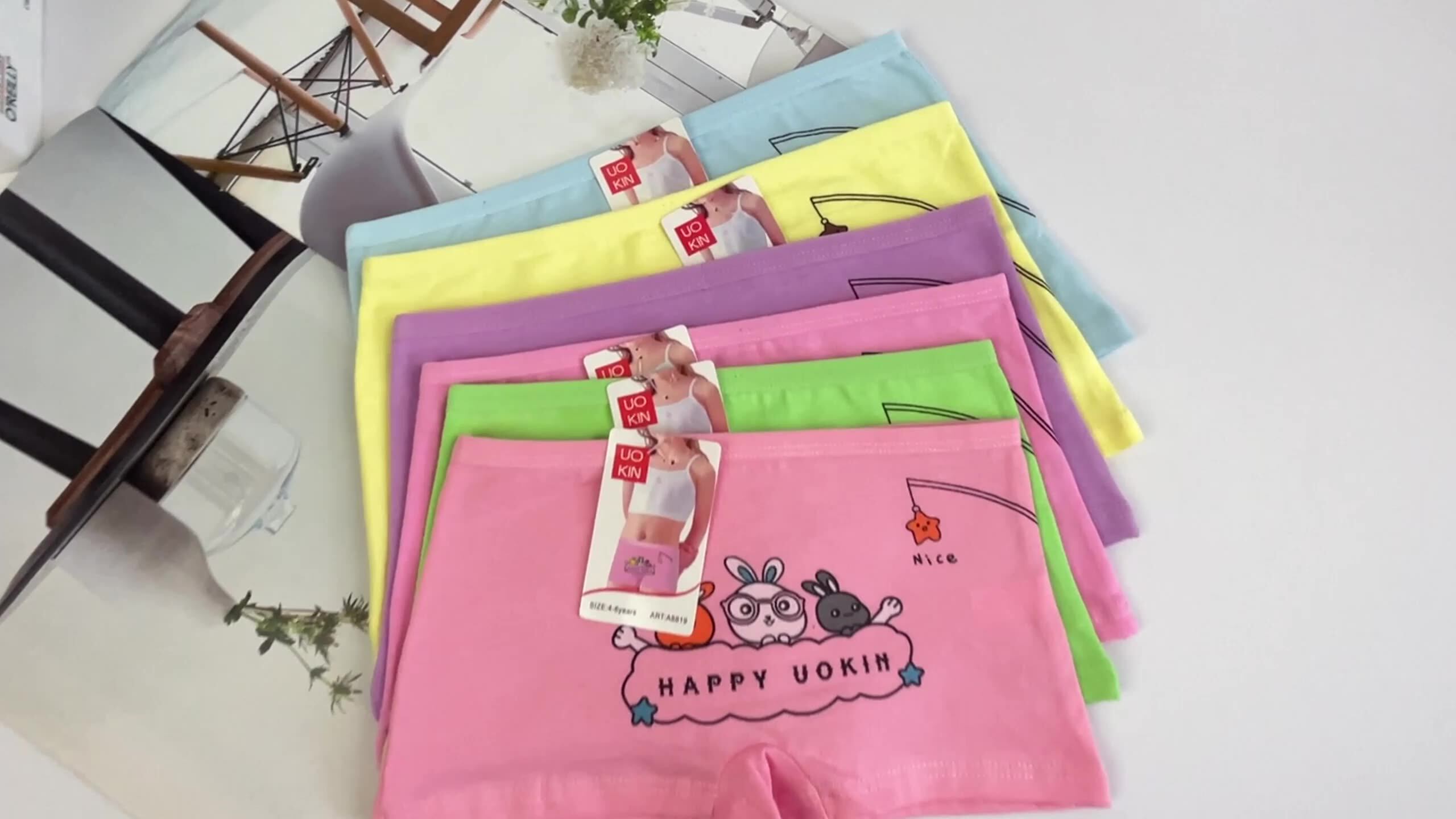 Happy Uokin Cartoon Kids Cotton Panties Girls Underwear Boyshorts Mid ...