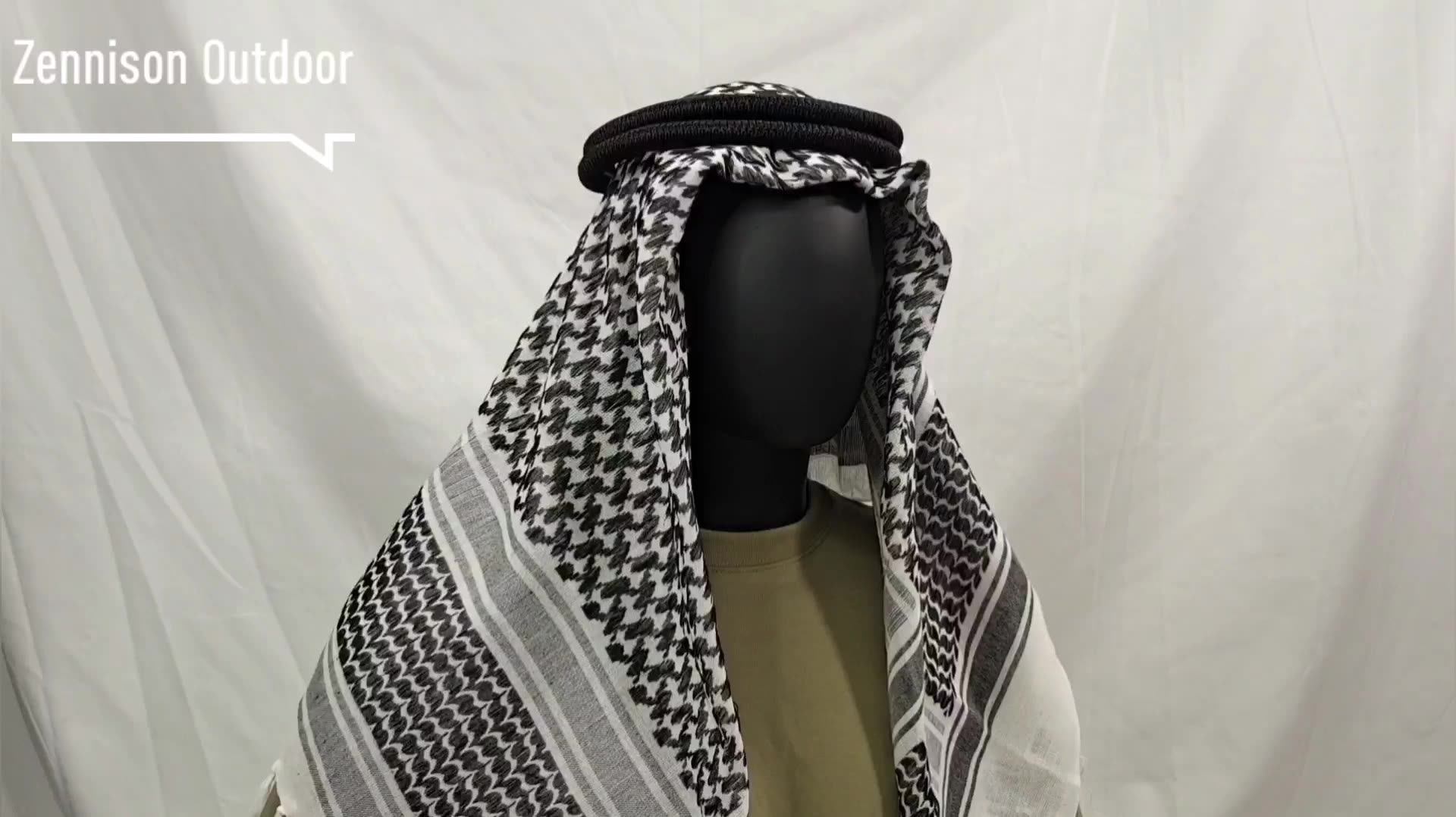 57" Ararab Agal Shemagh Palestinian Keffiyeh Scarf Black Arabian Head ...