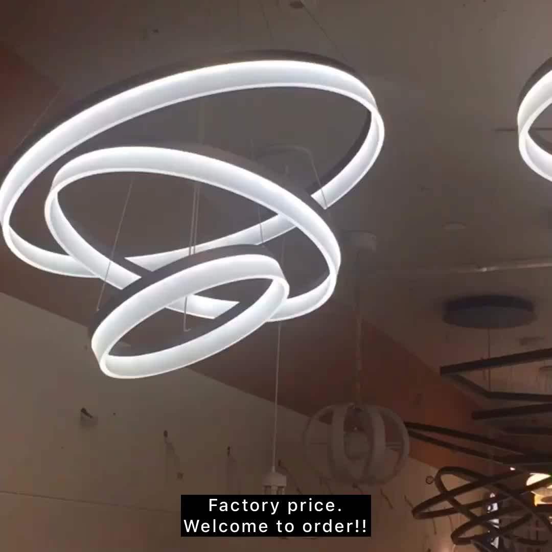 Plafonnier Led Suspendu En Aluminium Avec Anneaux Dorés,Design Moderne ...