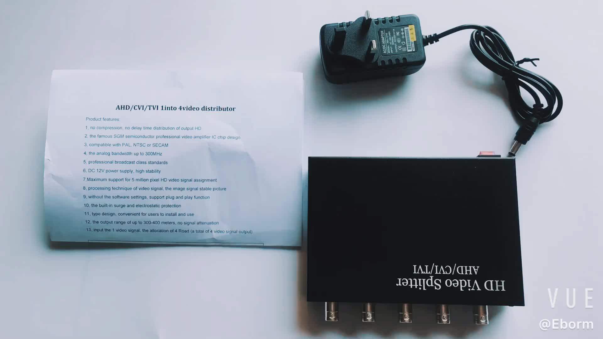 1 Input 4 Output Bnc Video Splitter Box Coaxial Distributor Amplifier ...