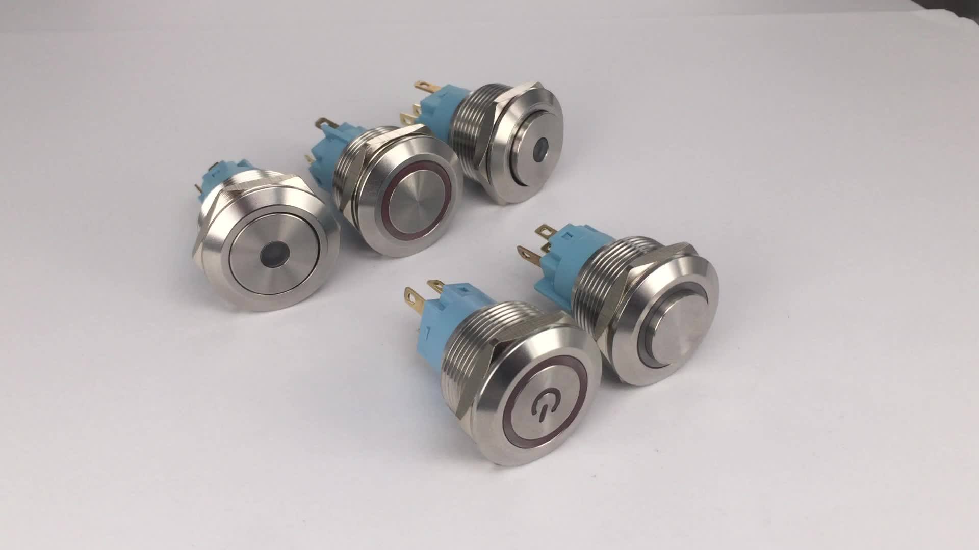 Metal 22mm Dual Color Ring Led Illuminated Waterproof Pushbutton Switch ...