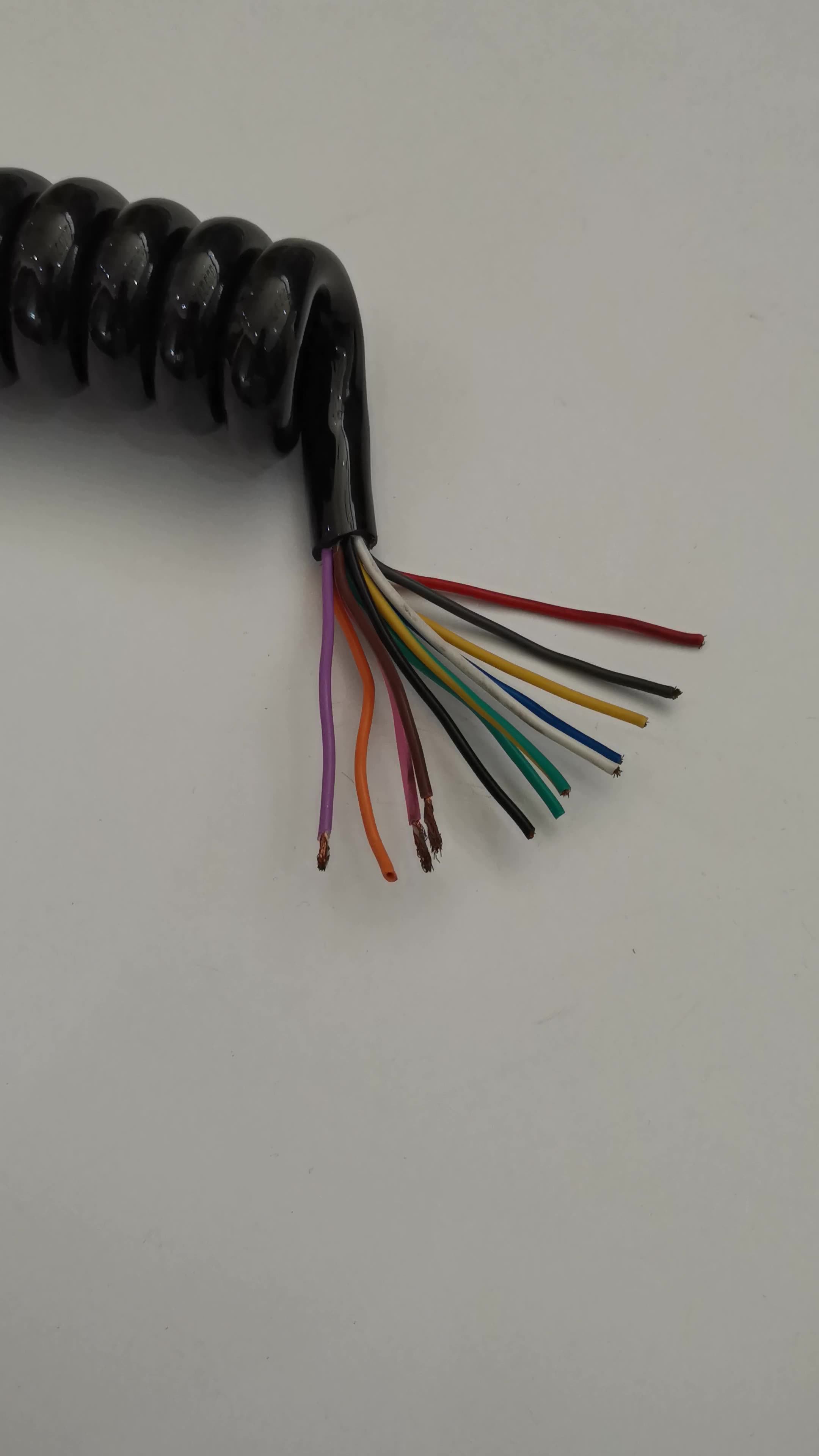 Hot Selling Tpu Black Spring Wire 12-core 1.5mm2 Spiral Cable - Buy ...