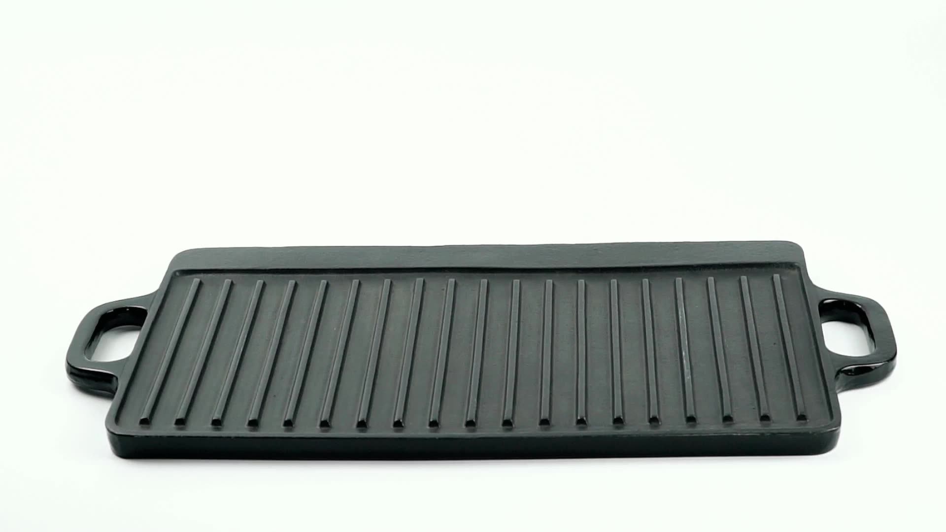 Chuihua Factory Pre-seasoned Cast Iron Stove Top Griddle Double Side ...