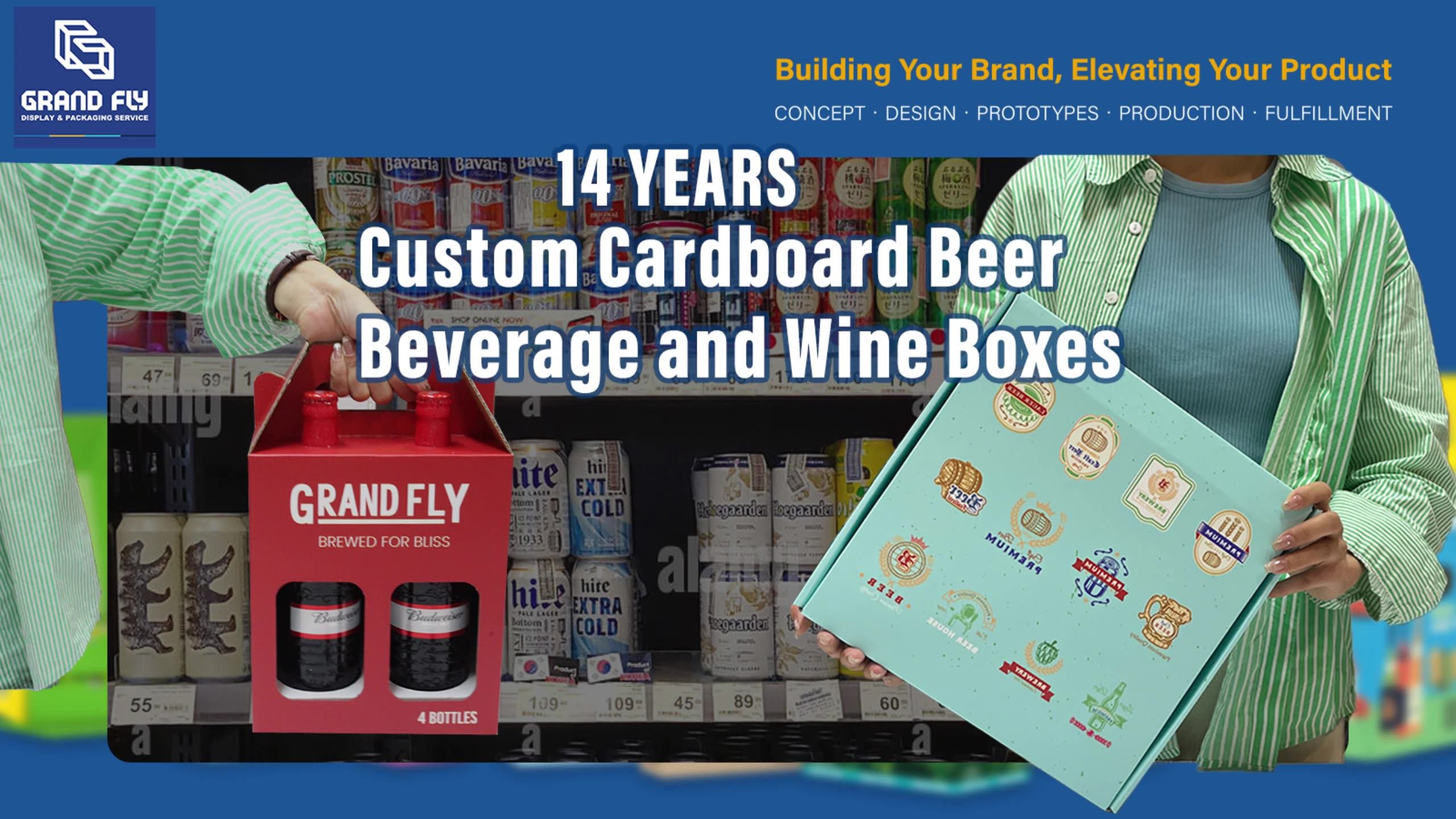Custom Logo Cardboard Six Pack Beer Box Carrier Handle Corrugated Beer ...