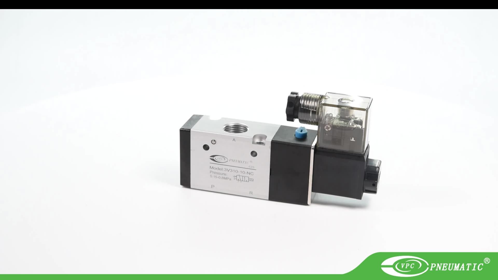 气动二位三通换向阀常闭电磁阀3V210-08-NC/常开气阀3V310-10-NO-阿里巴巴