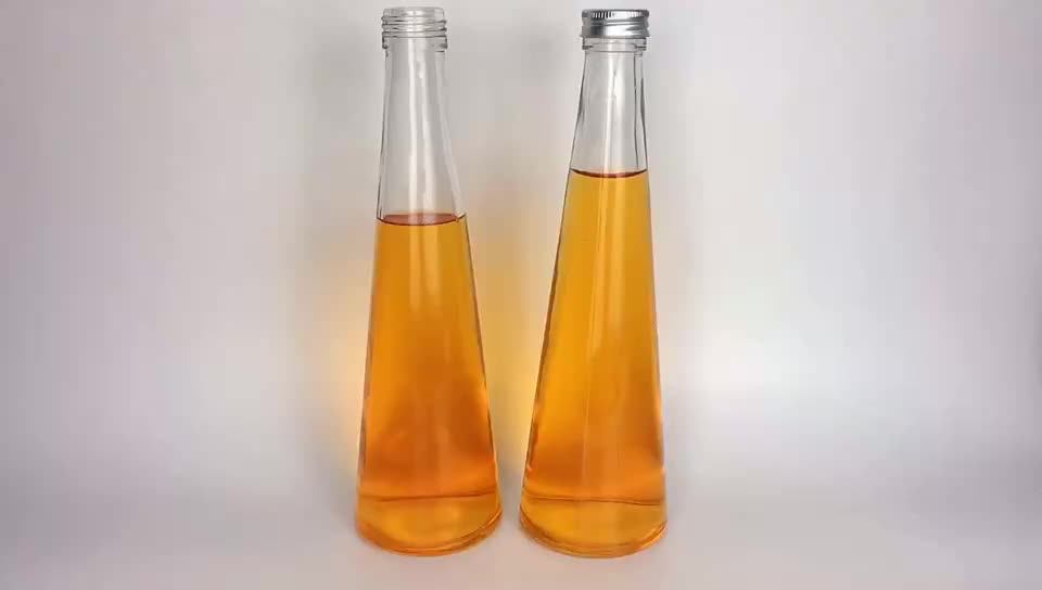 Wholesale 320ml Cone Shape Glass Mineral Water Bottle For Beverage With ...
