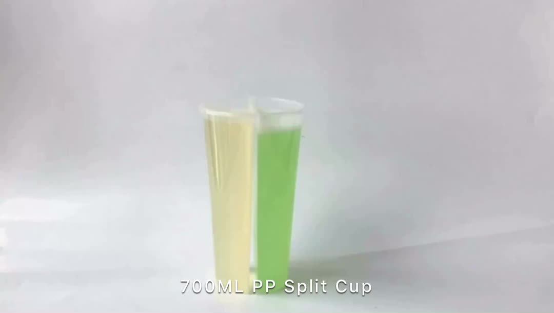 700ml Pp Plastic Split Boba Tea Cups 3 Compartments Bubble Tea Cups ...