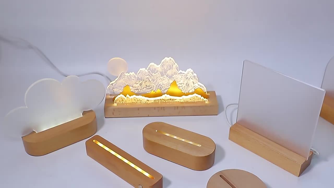 H Led Light Base With Blank Acrylic Gift Night Light 3d Mood Lamp For ...