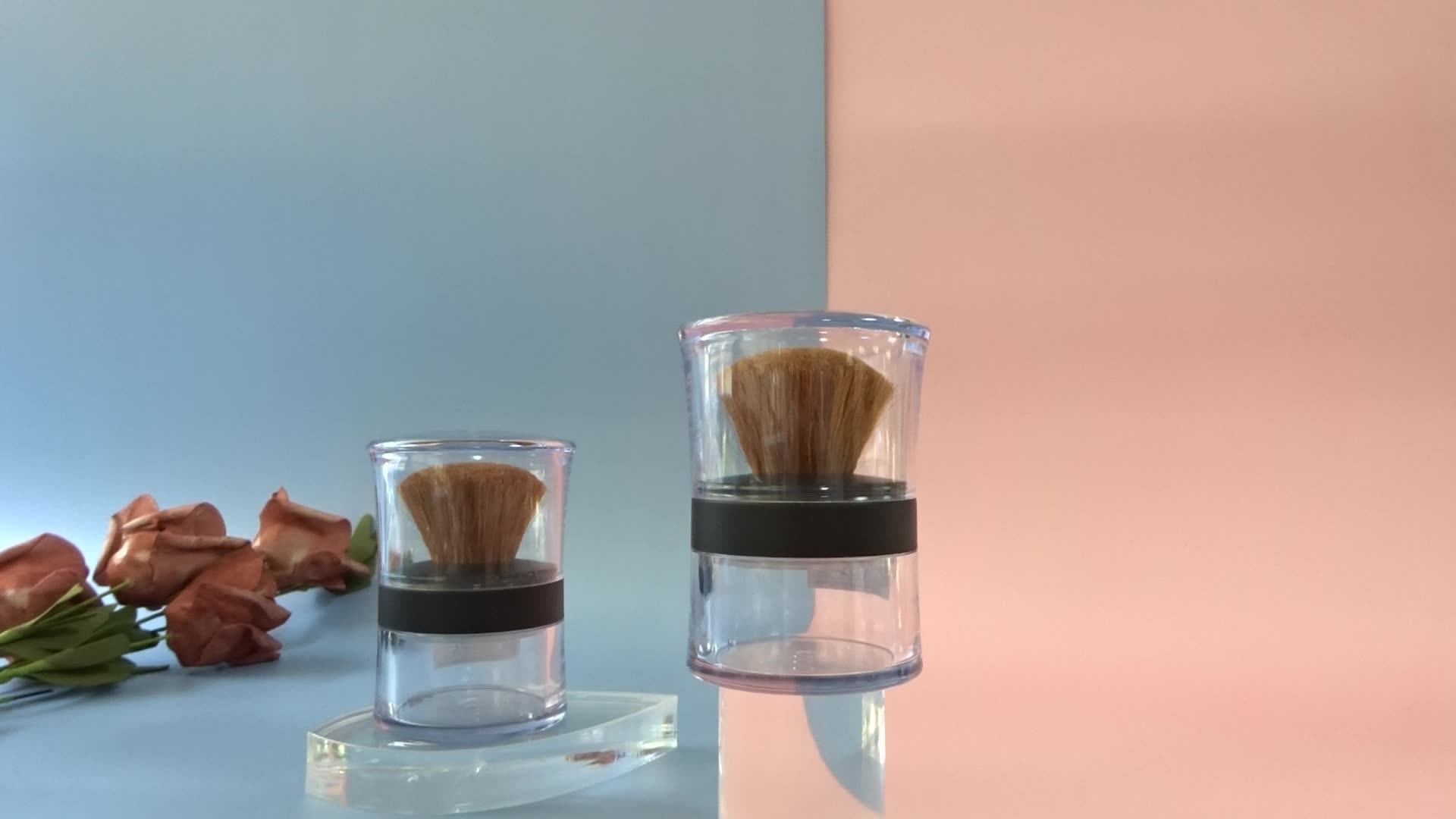 Clear Loose Powder Case Container With Yellow Brush Loose Powder ...