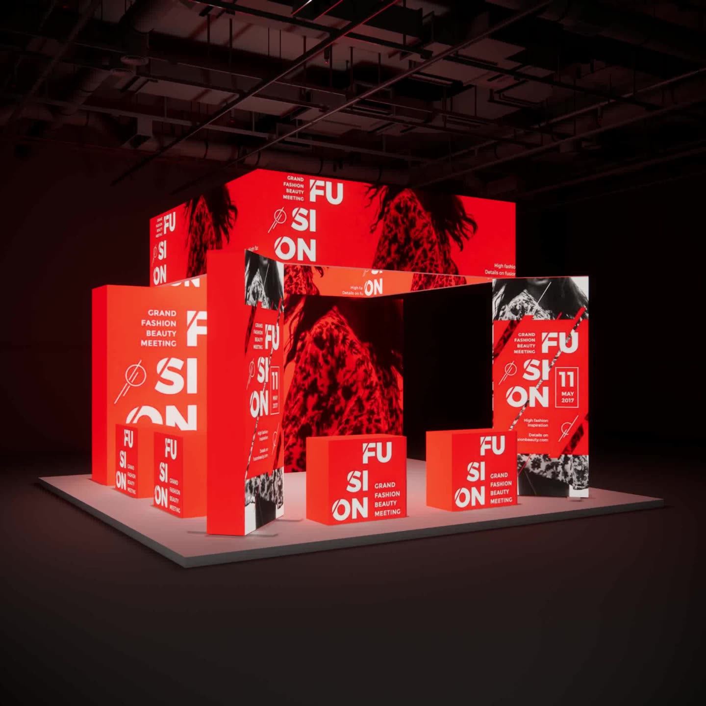 Customized Trade Show Booth Design Exhibition Light Box Hanging Seg ...