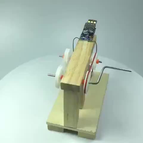 Diy Wooden Hand Crank Toy Electric Generator Kids Experiment Science ...